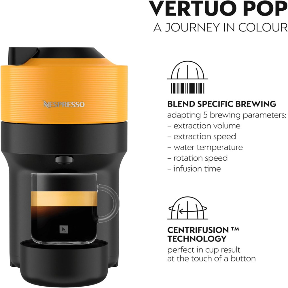 Nespresso Vertuo Pop ENV90Y Coffee Pod Machine (DeLonghi) - Yellow&Black