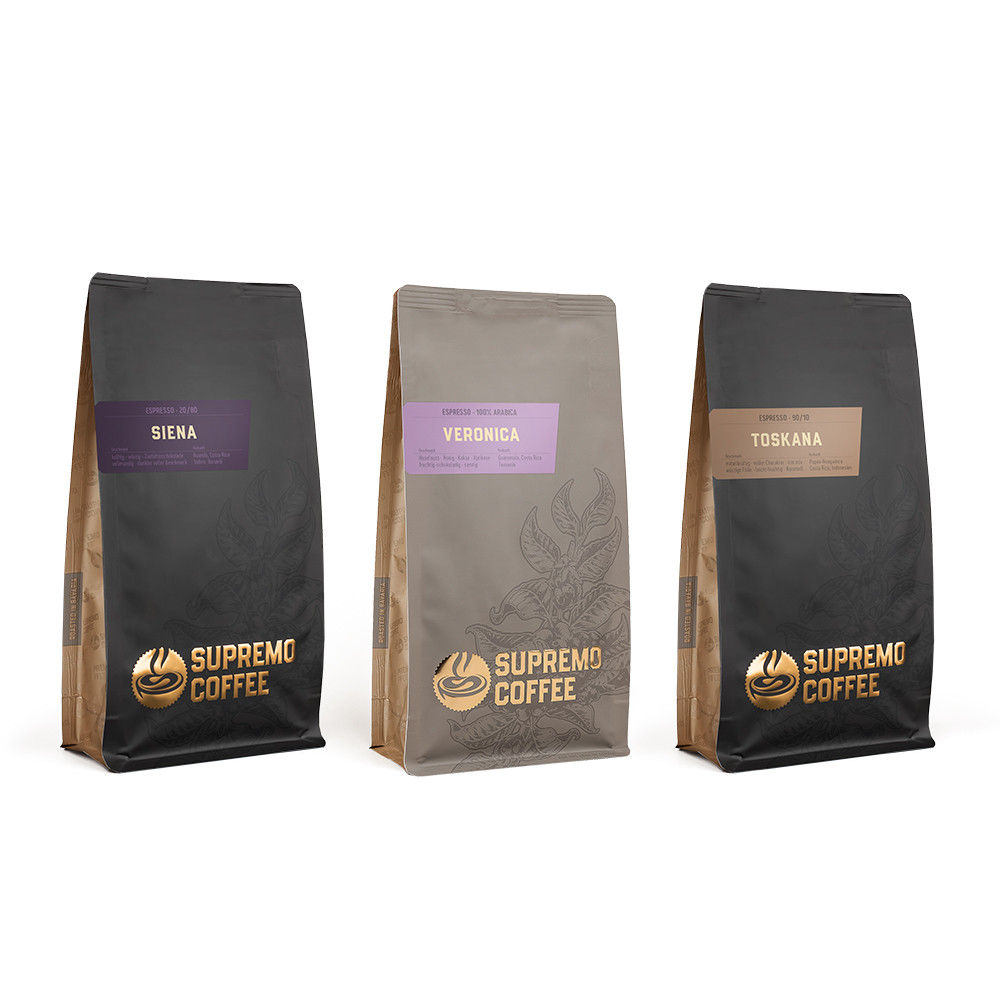 Coffee beans set "SUPREMO Siena, Toskana & Verona Set", 3 x 250 g ...