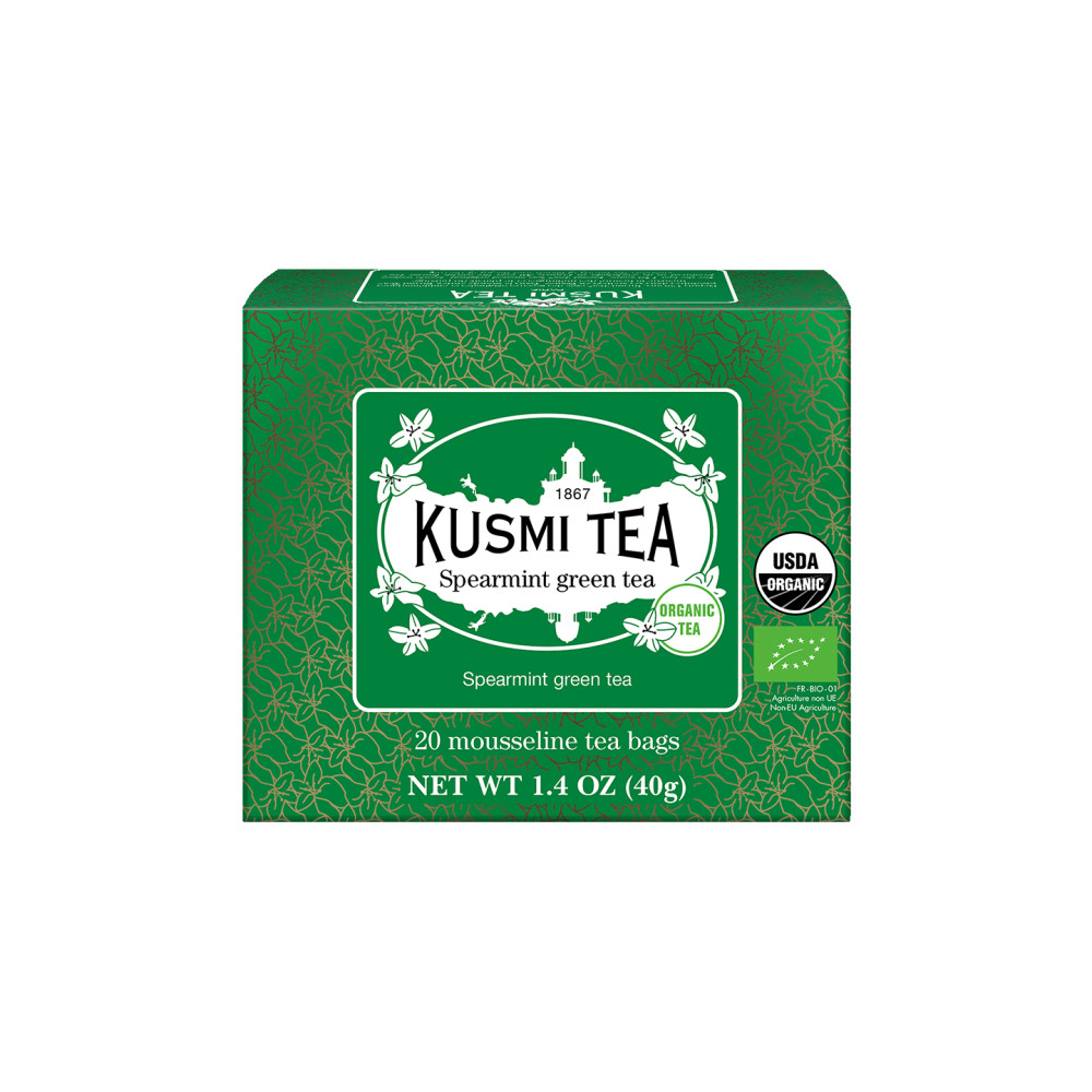 Organic green tea Kusmi Tea Spearmint Green Tea – 20 muslin tea bags