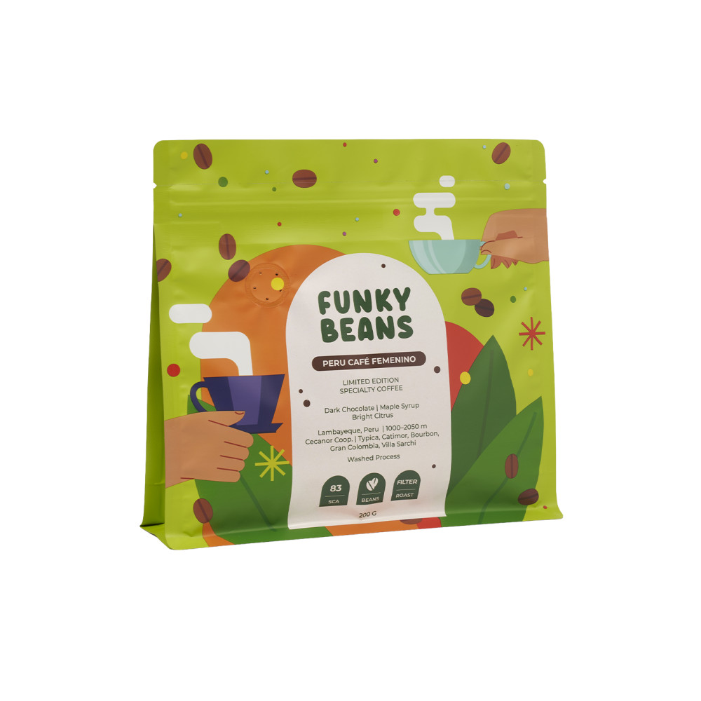 Specialty coffee beans Funky Beans Peru Cafe Femenino Filter, 200 g ...