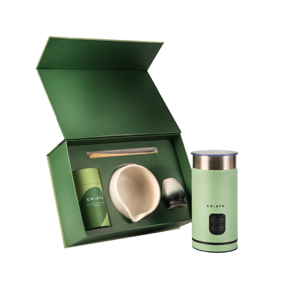 CHiATO milkPLAY milk frother and Zen Yin Yang matcha tea set