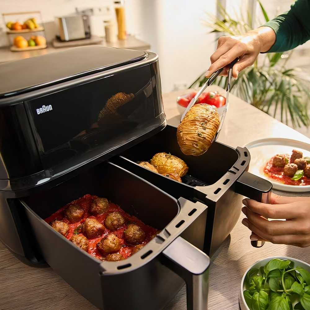 Braun TwinCook 3 TD3030 karšto oro gruzdintuvė, 8 l, 2850 W - juoda