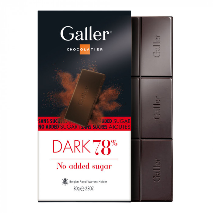 Chocolate tablet Galler "Dark no added sugar", 80 g - Coffee Friend