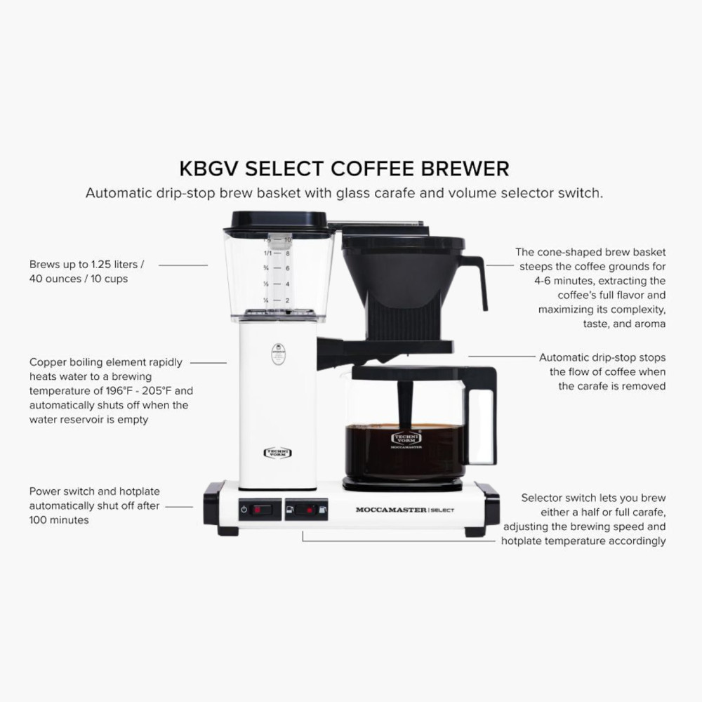 Moccamaster KBG 741 Select Matt White Filter Coffee Machine - White ...