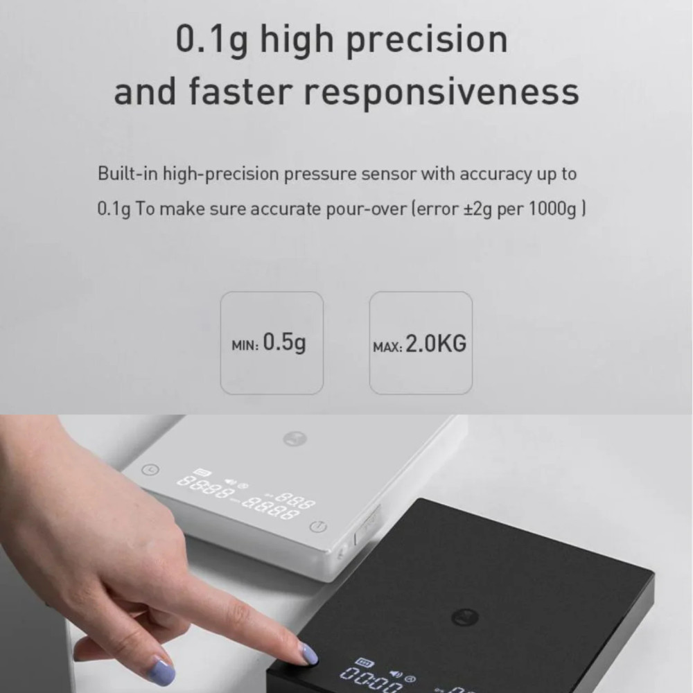 TIMEMORE Black Mirror Basic 2.0 Electronic Espresso Scale with Timer - White