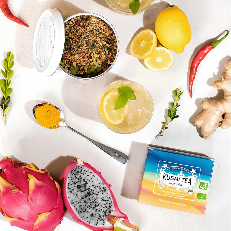 Organic fruit and herbal tea Kusmi Tea Happy Mind – 20 muslin tea bags