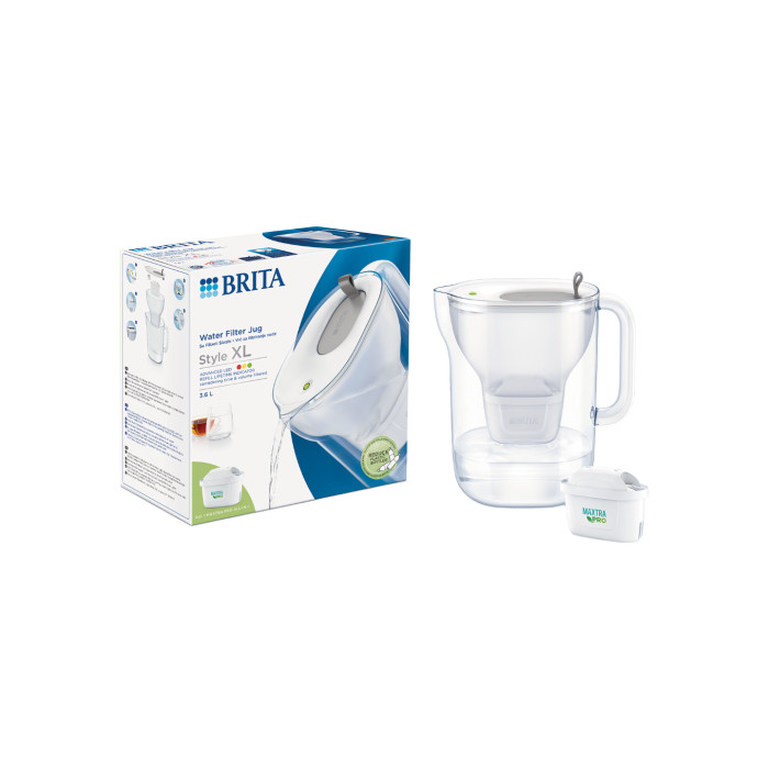 Dzbanek filtrujący do wody BRITA Style XL Grey, 3,6 l + filtr do wody ...