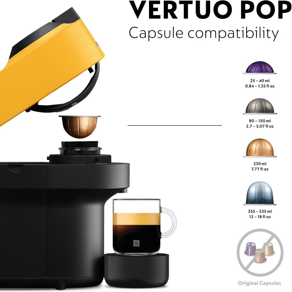 Nespresso Vertuo Pop ENV90Y Coffee Pod Machine (DeLonghi) - Yellow ...