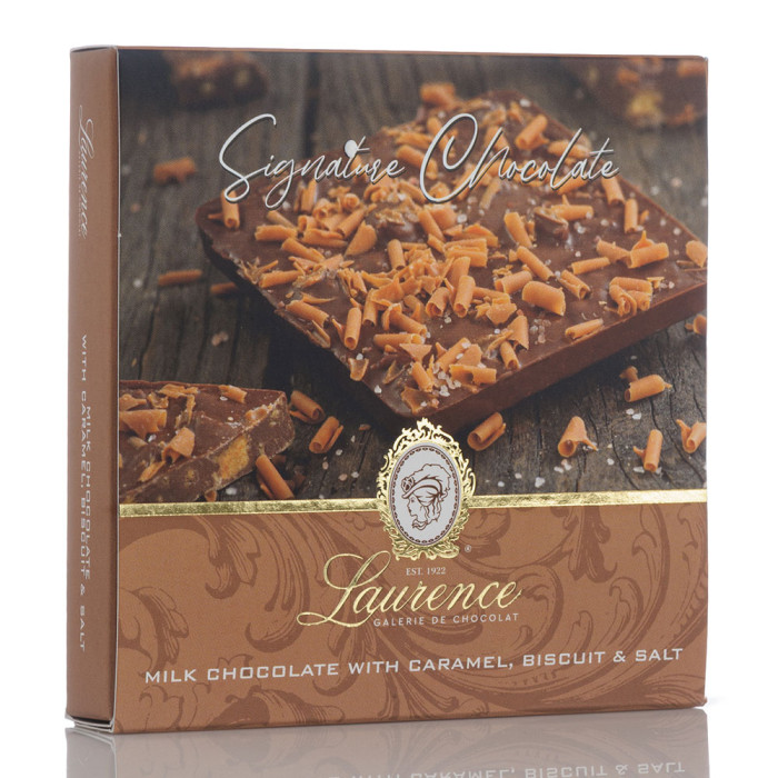 Milk chocolate with caramel, biscuits and salt Laurence Signature, 100 ...