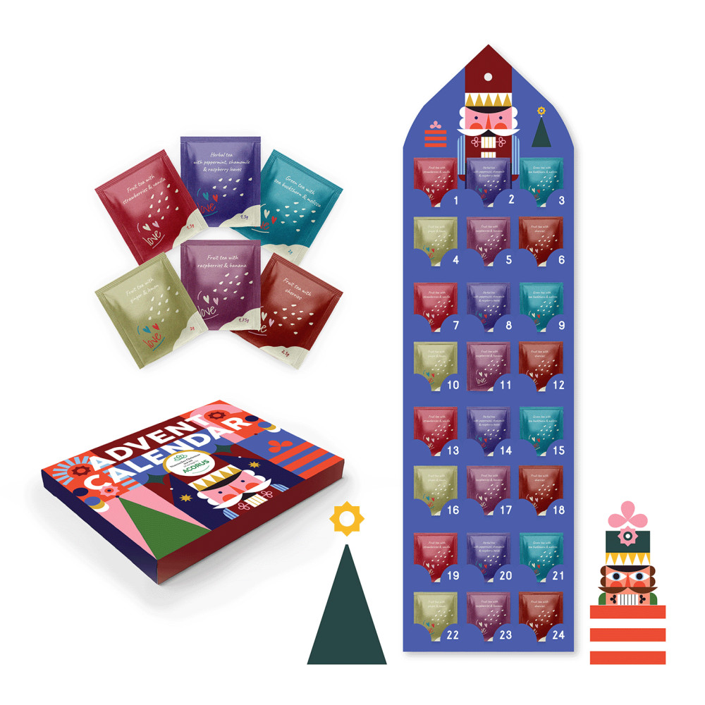Te-adventskalender Acorus Nutcracker Christmas, 24 st. (6 juliga smaker)
