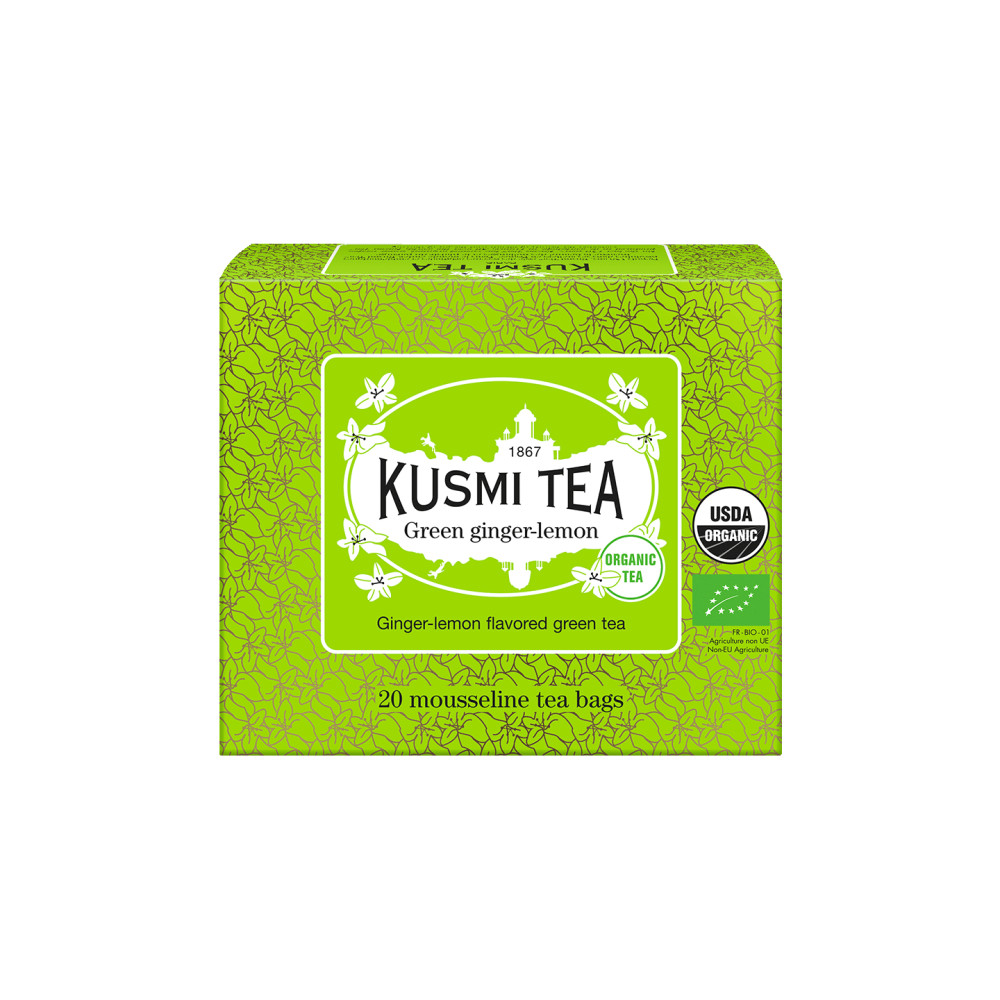 Organic green tea Kusmi Tea Green Ginger Lemon – 20 muslin tea bags ...