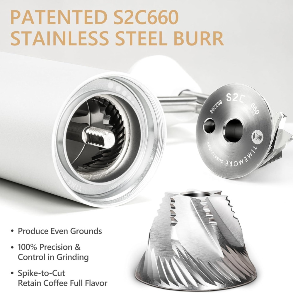 TIMEMORE Chestnut C3S PRO rankinė kavamalė - balta