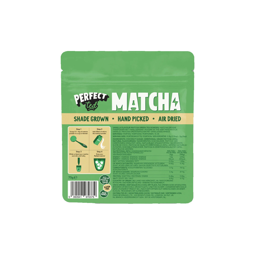 Vanilla-flavoured matcha green tea PerfectTed, 75 g | Coffee Friend