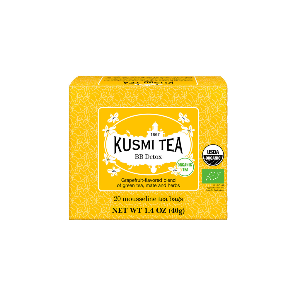 Organic blend of green and mate tea Kusmi Tea BB Detox – 20 muslin tea ...