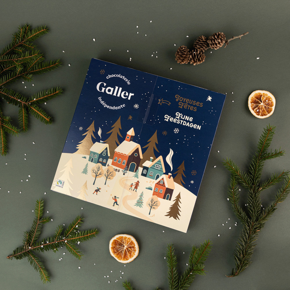Boîte de rawetes et barres chocolatées pour les fêtes Galler Advent ...
