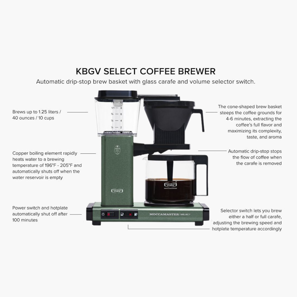 Moccamaster KBG 741 Select Forest Green Filter Coffee Machine - Green ...