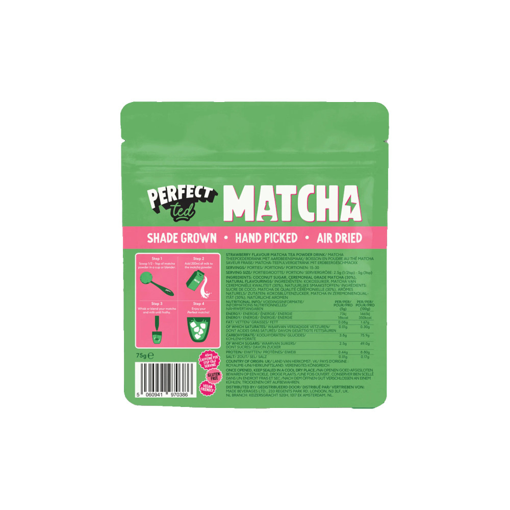 Strawberry-flavoured matcha green tea PerfectTed, 75 g | Coffee Friend