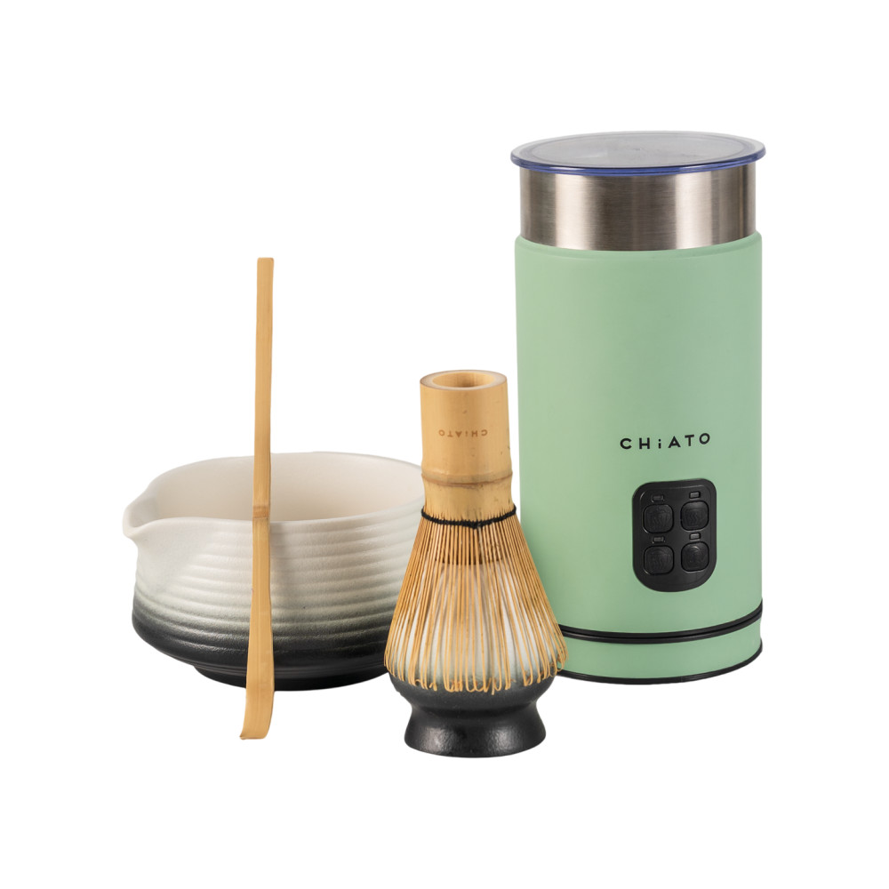 CHiATO milkPLAY milk frother and Zen Yin Yang matcha tea set
