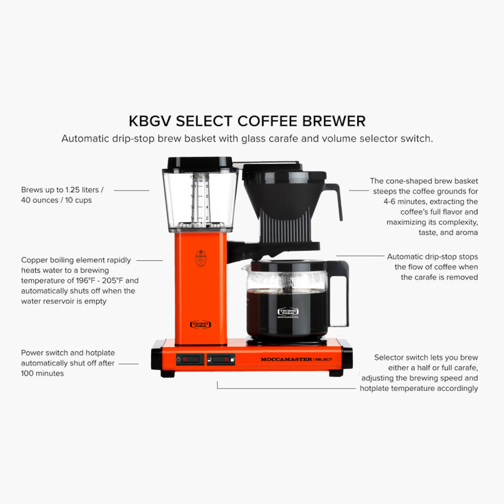 Moccamaster KBG 741 Select Filter Coffee Machine - Orange